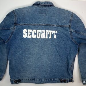 Paradise Point | Jackets & Coats | Vtg 9s Mens Security Denim Jacket Xl ...